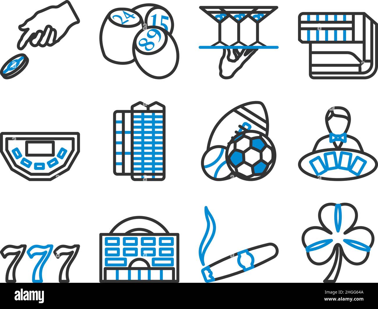 Gambling Icon Set. Editable Bold Outline With Color Fill Design. Vector ...