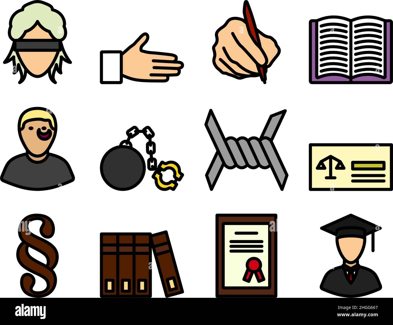 Lawyer Icon Set. Editable Bold Outline With Color Fill Design. Vector ...