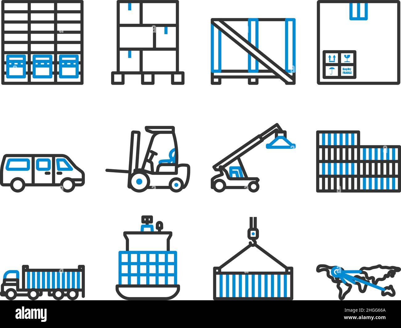 Logistics Icon Set. Editable Bold Outline With Color Fill Design ...