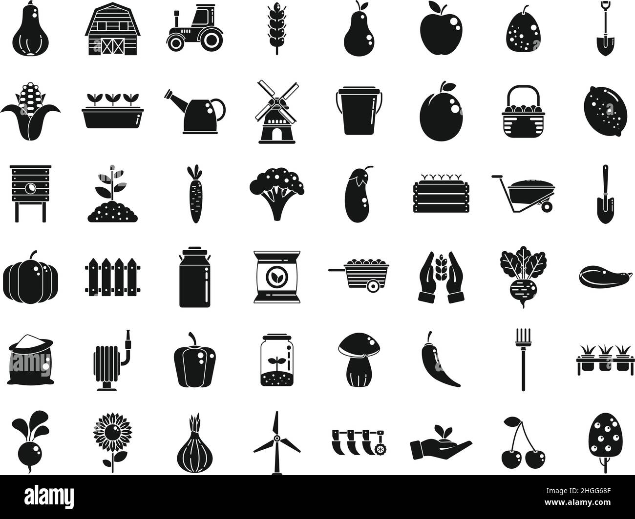 Eco farming icons set simple vector. Agriculture farmer. Local produce ...