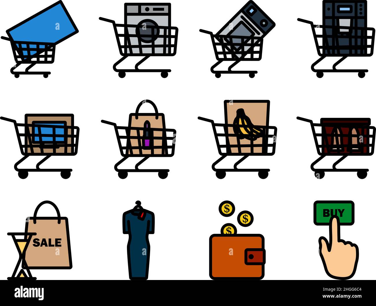 Sale Icon Set. Editable Bold Outline With Color Fill Design. Vector ...