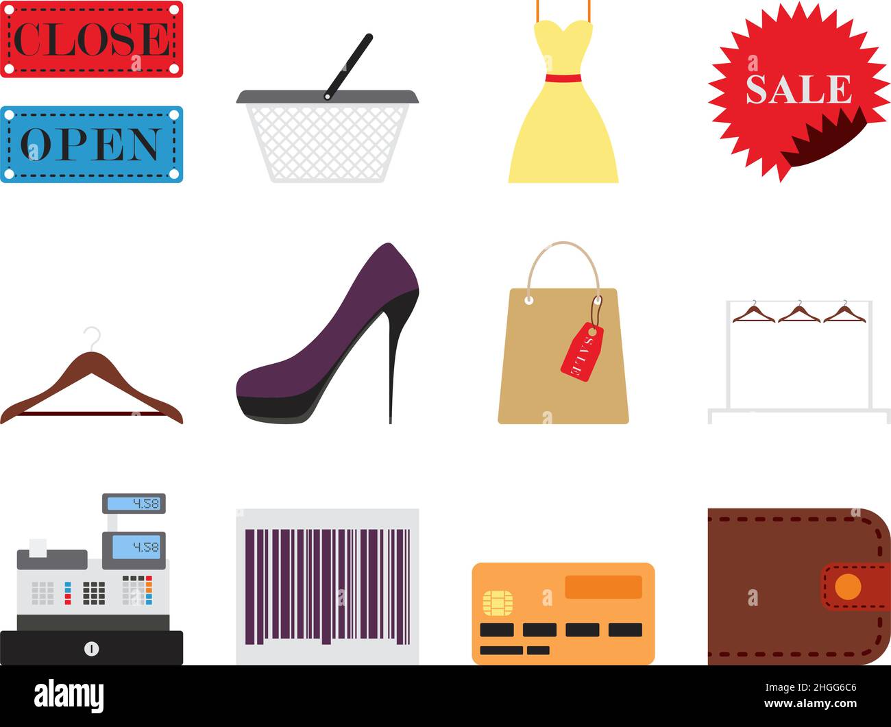 Shopping Icon Set. Flat Design. Fully editable vector illustration ...