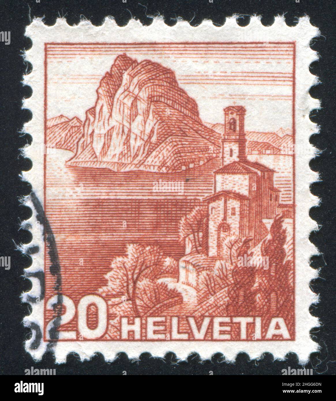 SWITZERLAND - CIRCA 1938: stamp printed by Switzerland, shows Lake ...