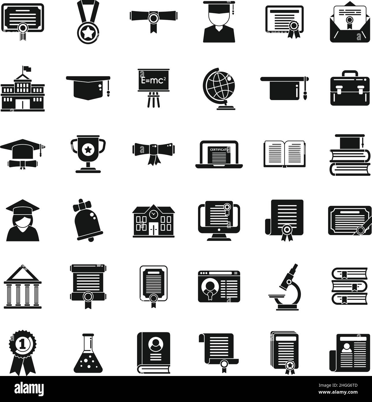 Degree icons set simple vector. Academic bachelor. Celebration ceremony ...