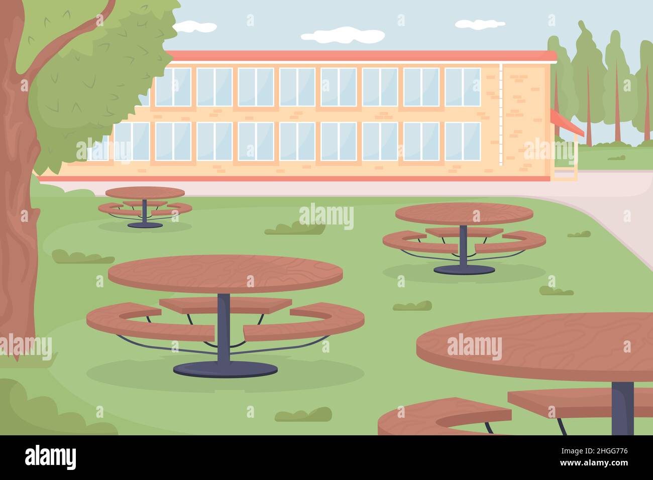 School yard flat color vector illustration Stock Vector Image & Art - Alamy