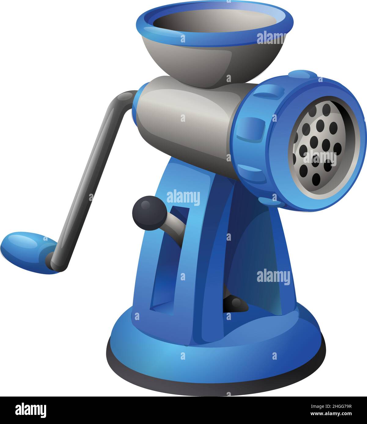 Blue meat grinder icon cartoon vector. Kitchen equipment. Manual ...
