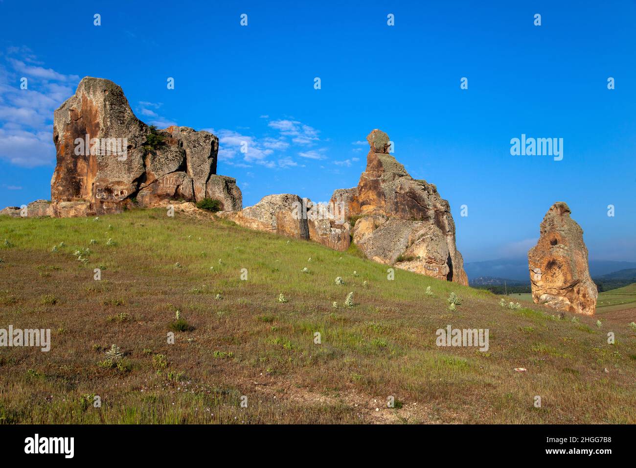View of the rock formations and ancient rock tombs of the Phrygian ...