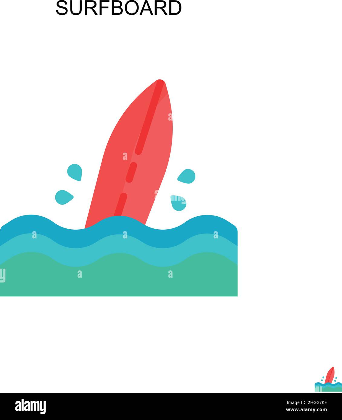 Surfboard Simple vector icon.Perfect color modern pictogram on editable ...