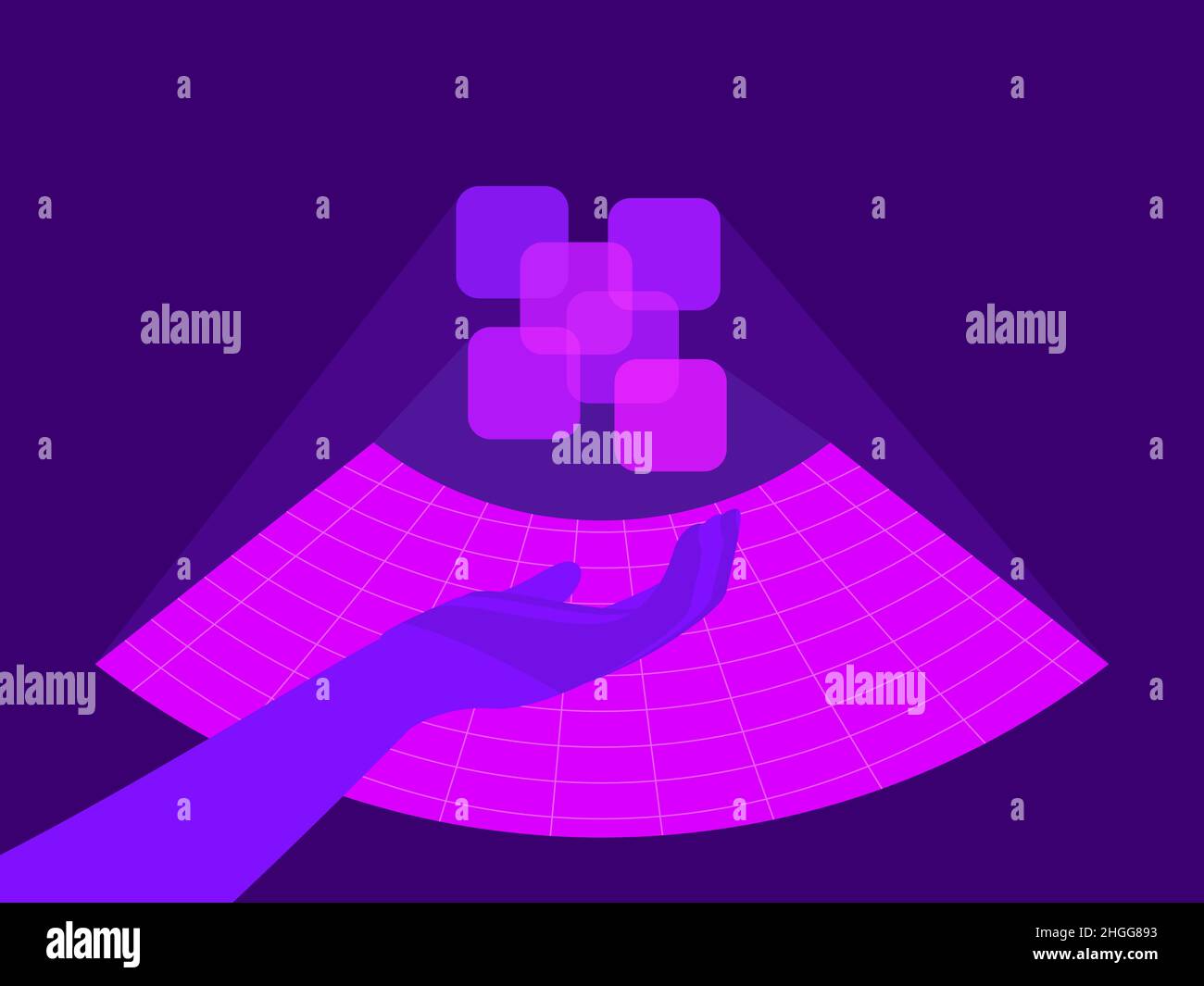 View from the eyes of virtual reality. Hand in cyberspace. Manual ...