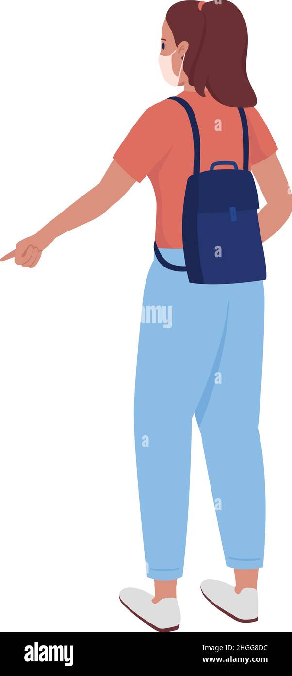 Student girl from back semi flat color vector character Stock Vector ...
