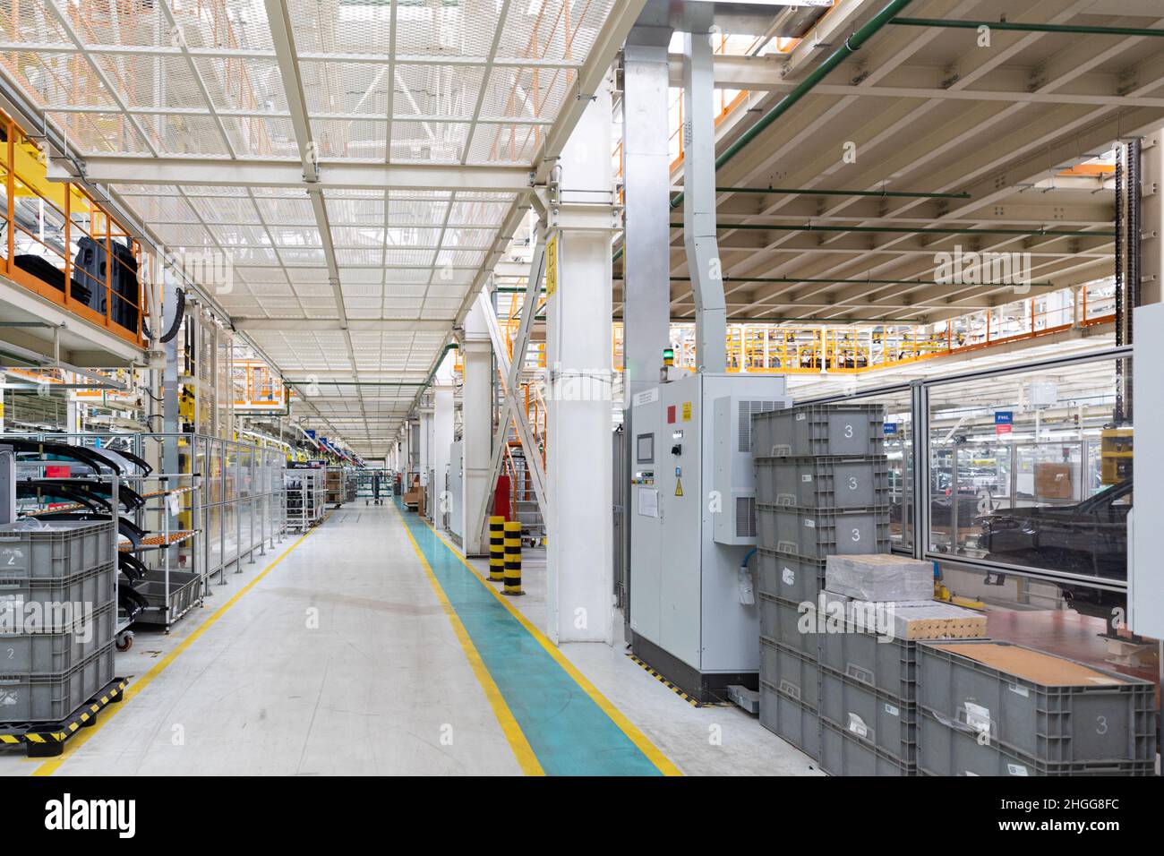 Factory for production of cars. Modern automotive industry. Interior of ...