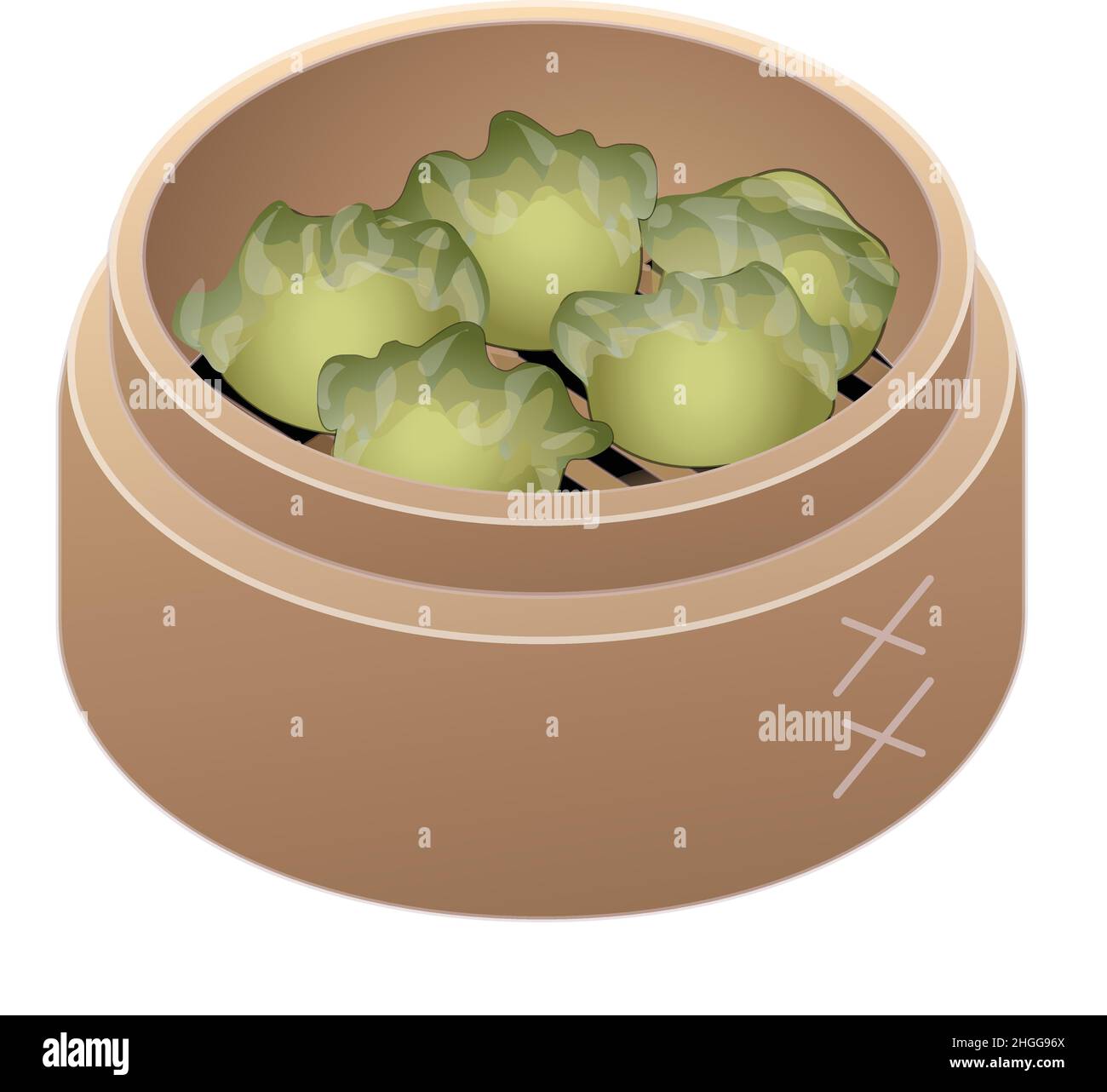 Green dumplings icon cartoon vector. Traditional food. Oriental ...