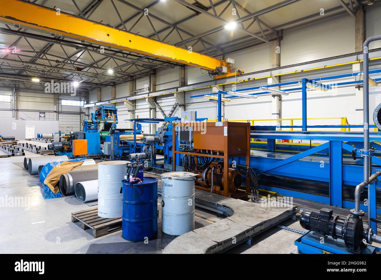 Photo shot of rolls of steel sheet stored in warehouse; Cold rolled ...
