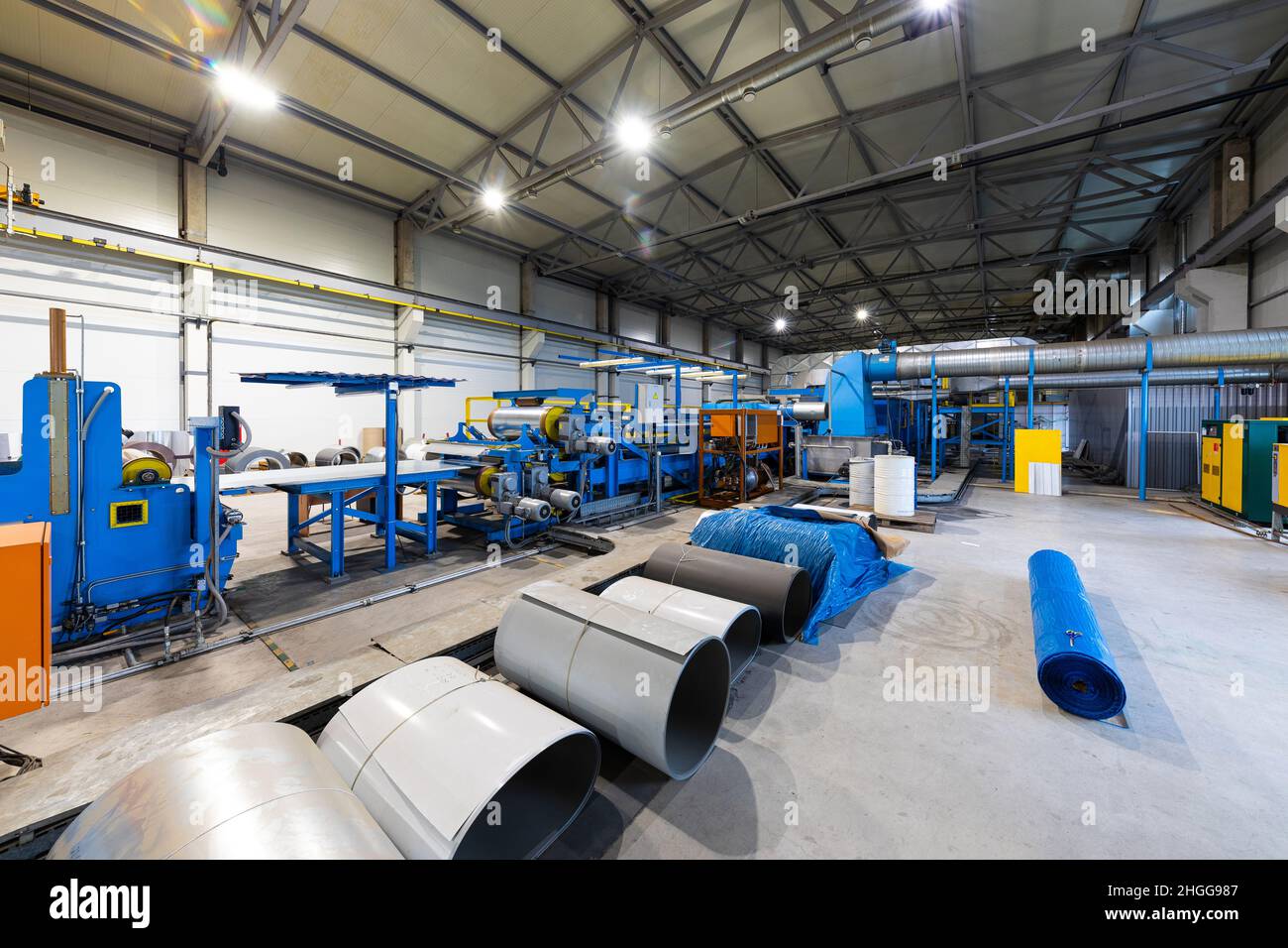 Photo shot of rolls of steel sheet stored in warehouse; Cold rolled ...