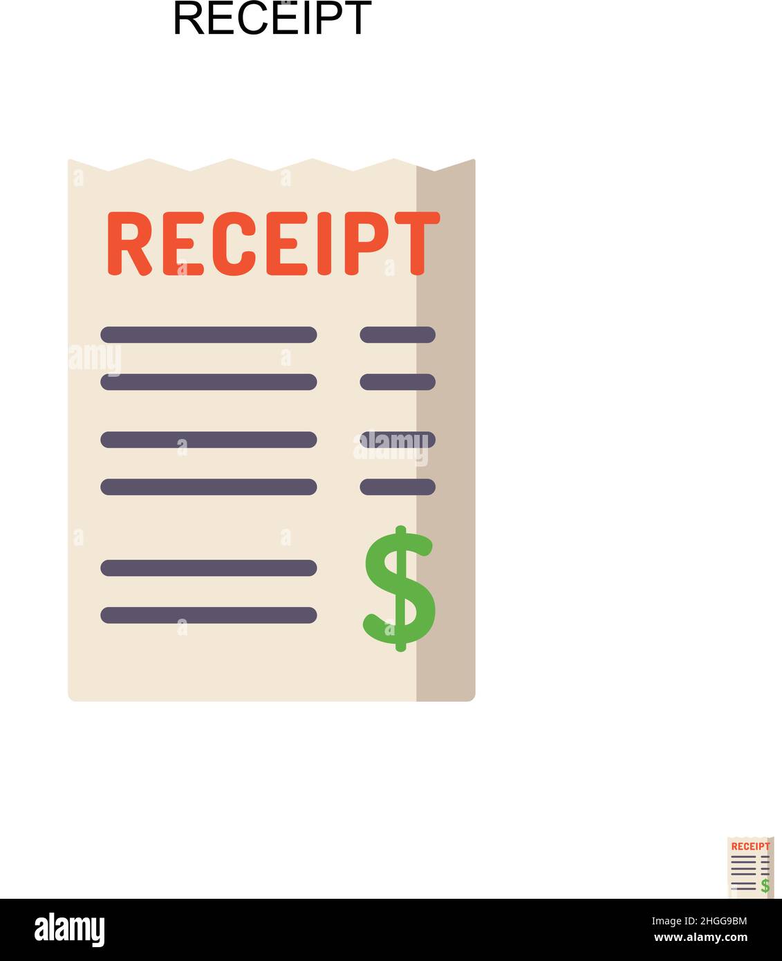 Receipt Simple vector icon.Perfect color modern pictogram on editable ...