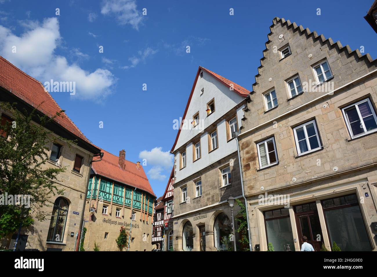 Kronach, Germany – View with historical buildings in the town of ...