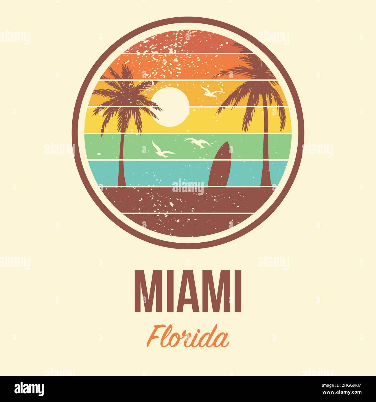 Miami Florida Tshirt Vector Graphic Retro 80's Stock Vector Image & Art ...