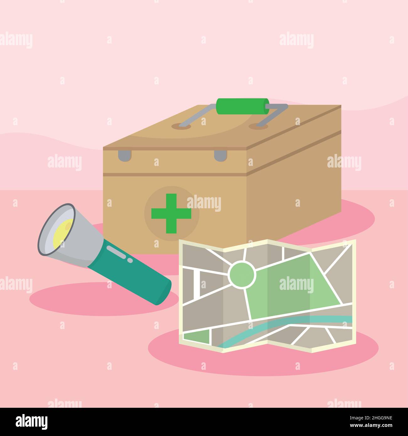 disaster kit with map Stock Vector Image & Art - Alamy
