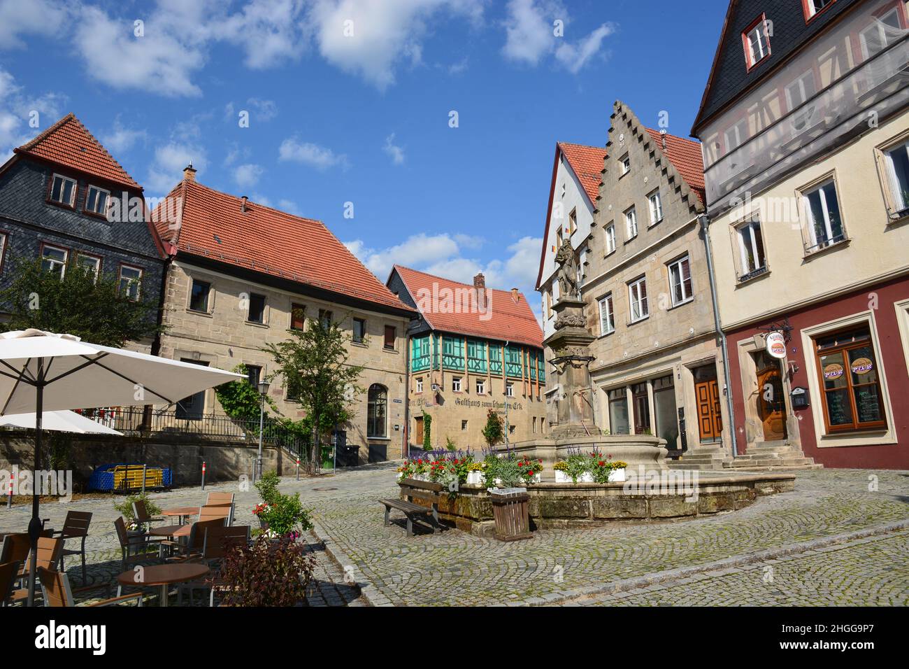 Kronach, Germany – View with historical buildings in the town of ...