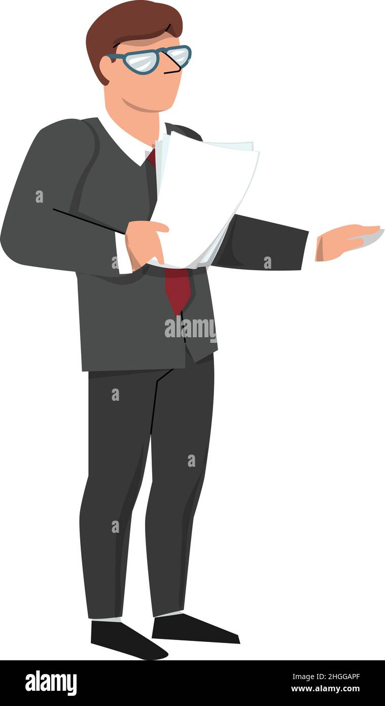 Manager with documents icon cartoon vector. Folder work. Management ...