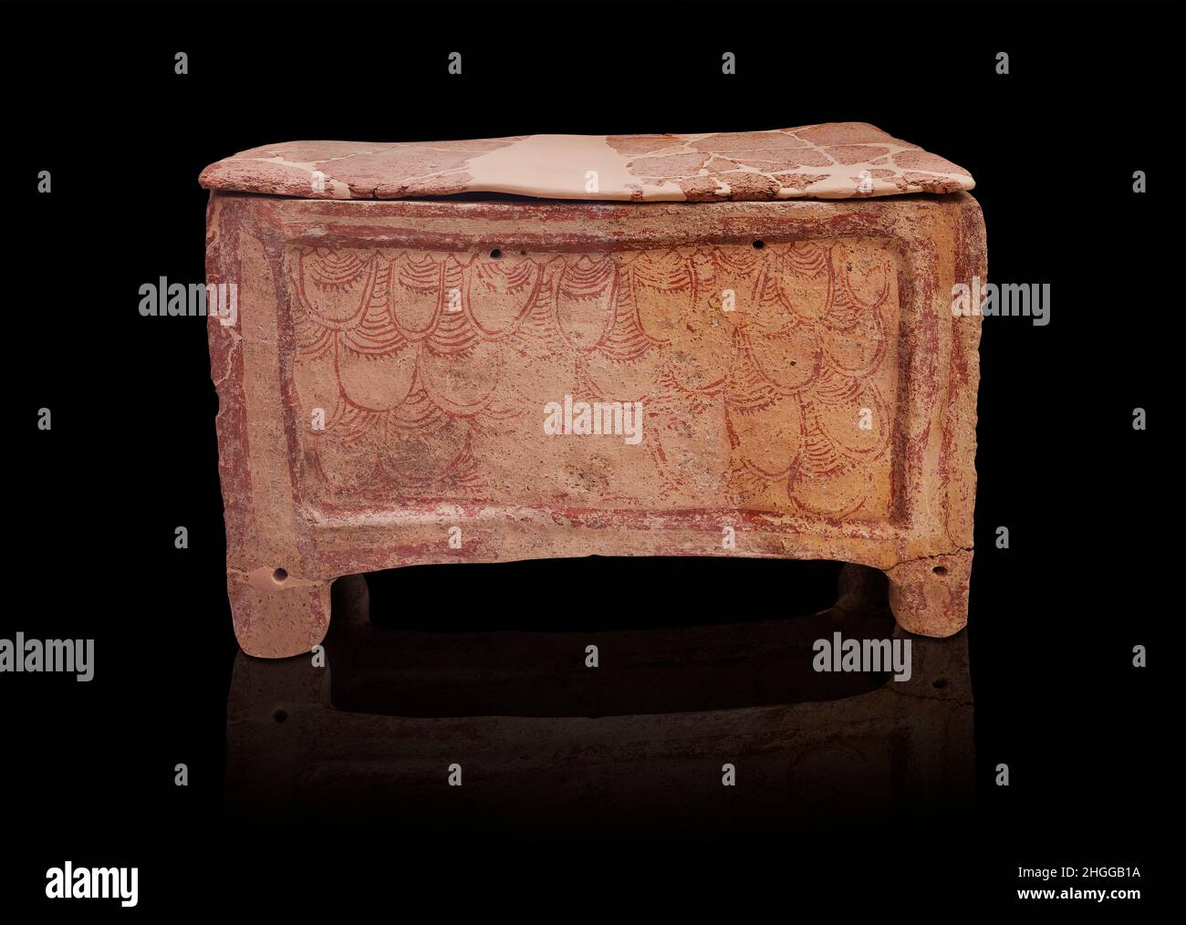 Mycenaean pottery Larnax coffin with cover and painted pattern, 1300 ...
