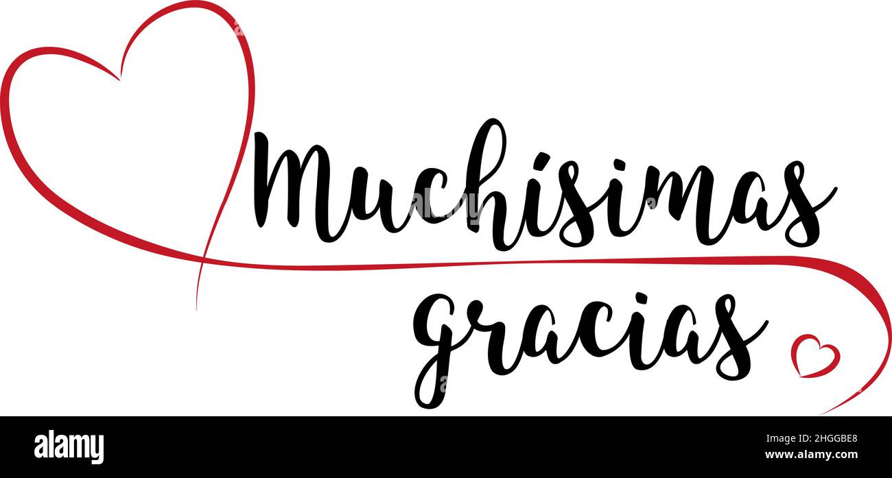 Thank You lettering with red heart (written in Spanish Stock Vector ...