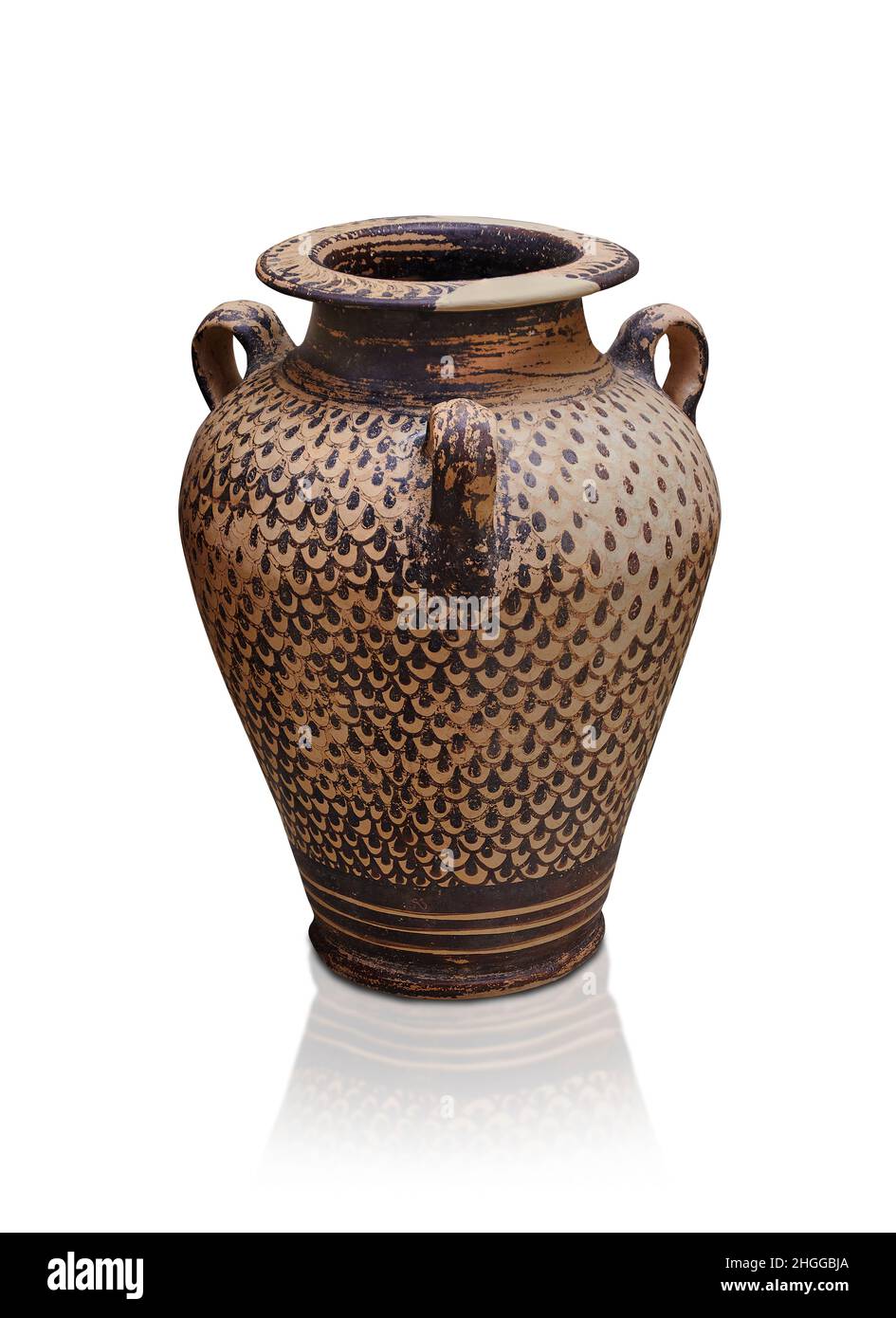 Mycenaean pottery Jar with scale decoration and handles, 1450 -1400 BC ...