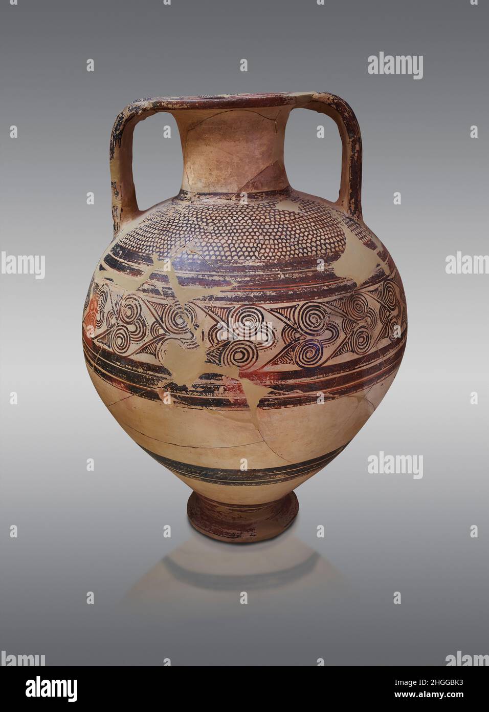 Mycenaean pottery amphoroa with geometric design, 1300 -1250 BC . West ...