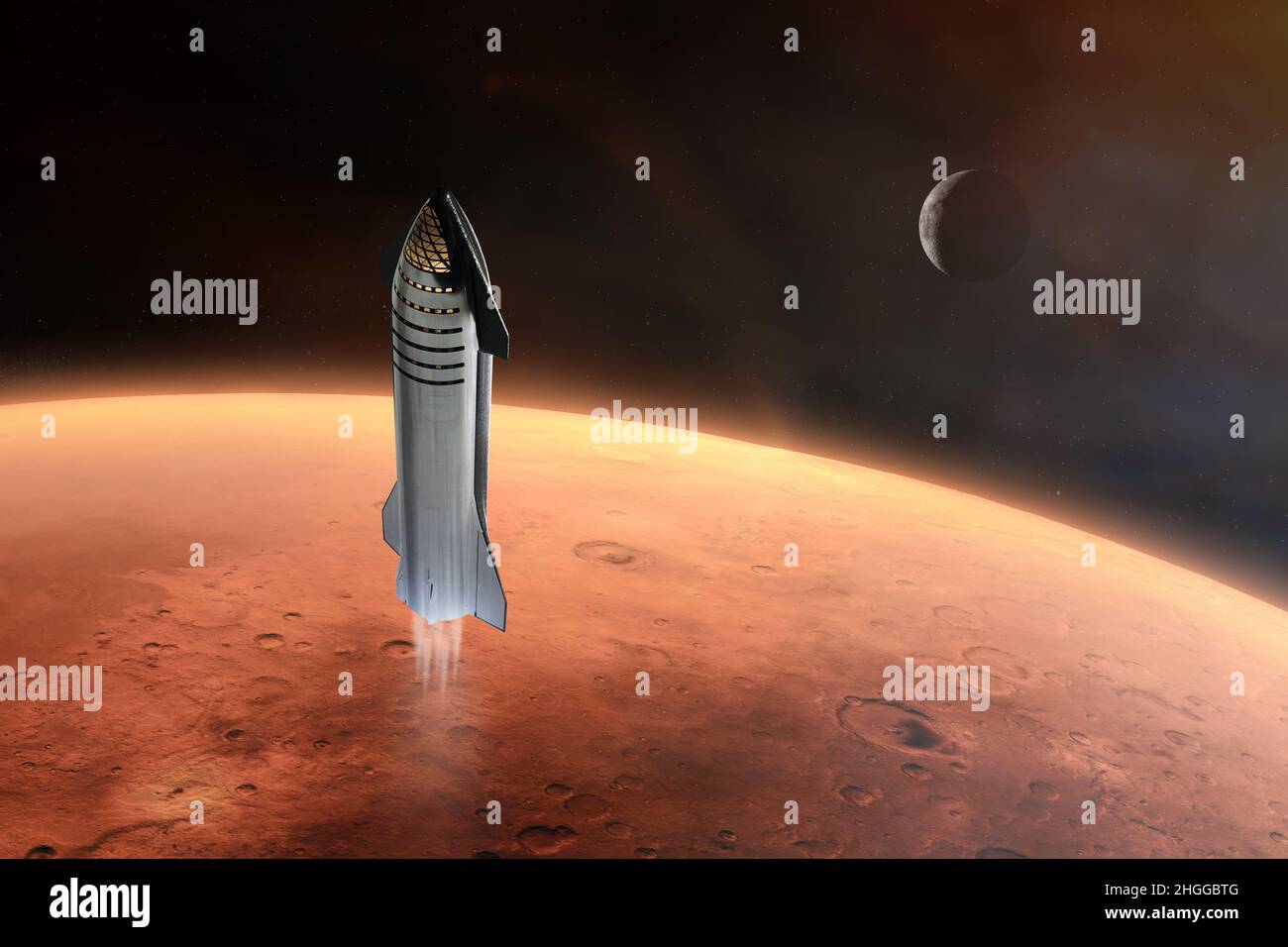 Heavy Starship take off mission from Mars planet. Elements of this ...