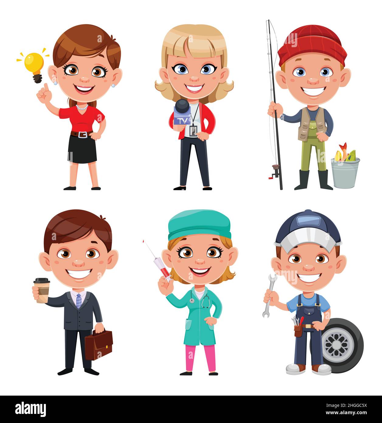 People of different occupations. Cute cartoon characters. Business ...