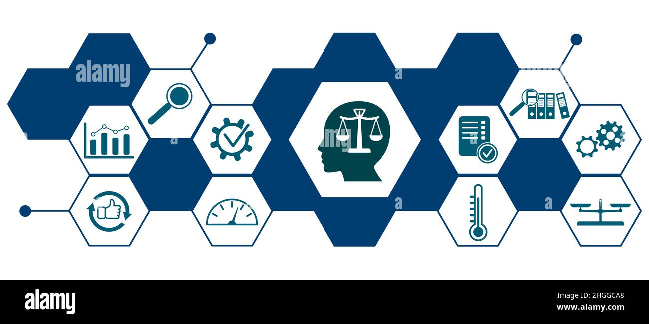 Concept of assessment with connected icons Stock Photo - Alamy