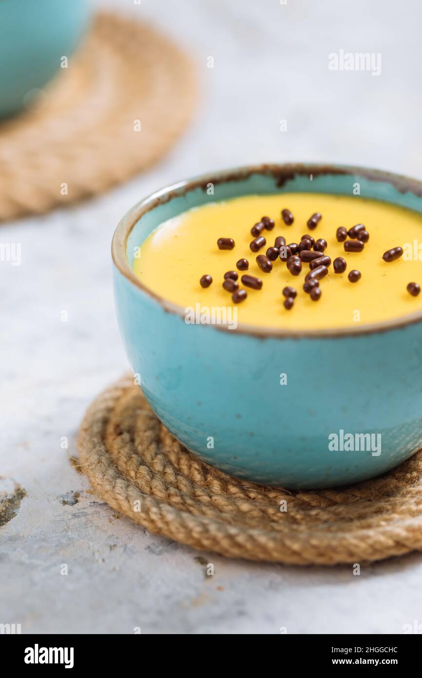 Pudding made from Vanilla and chocolate with chocolate crumbs, star ...