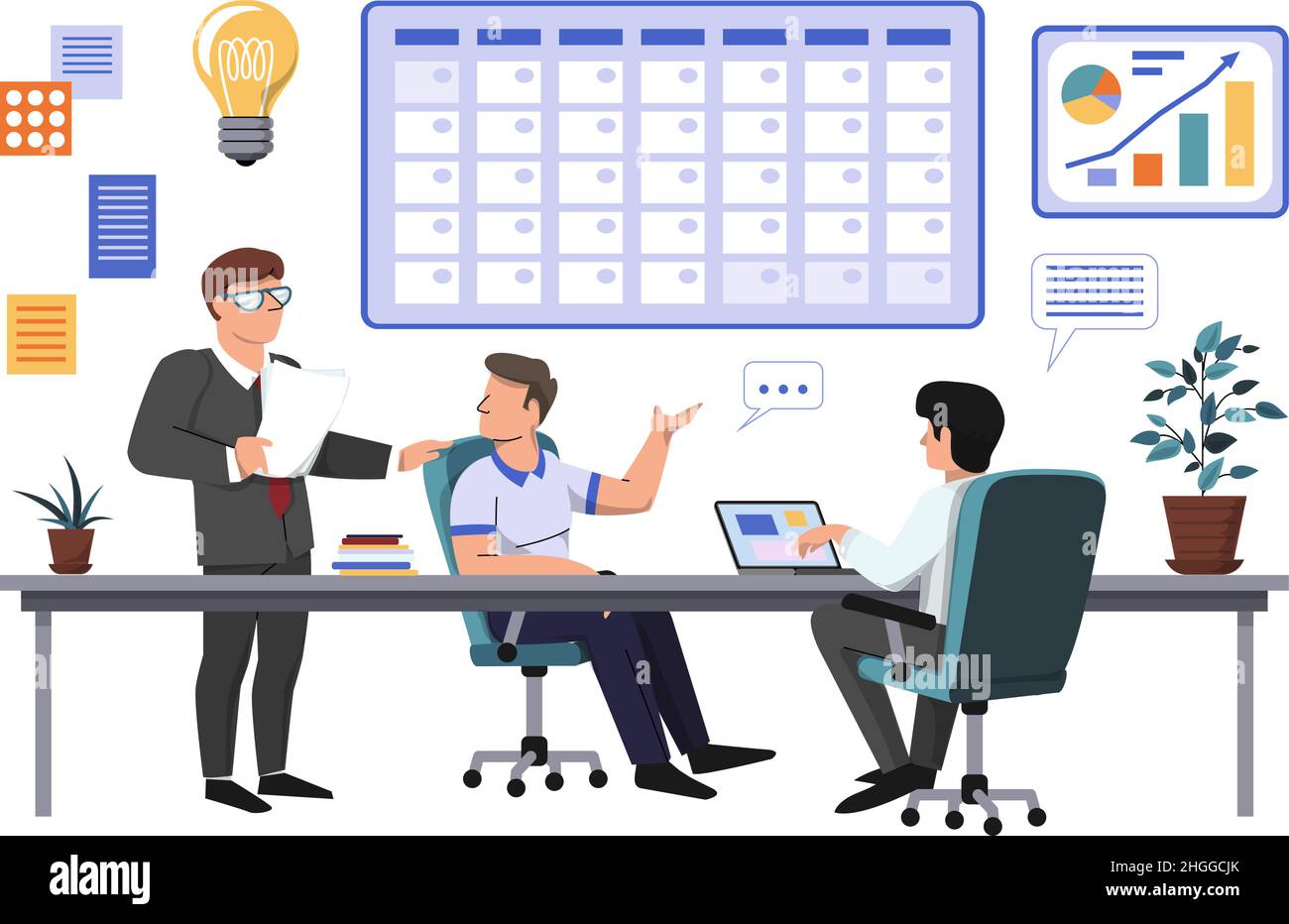 Business planning meeting concept background cartoon vector. Business ...