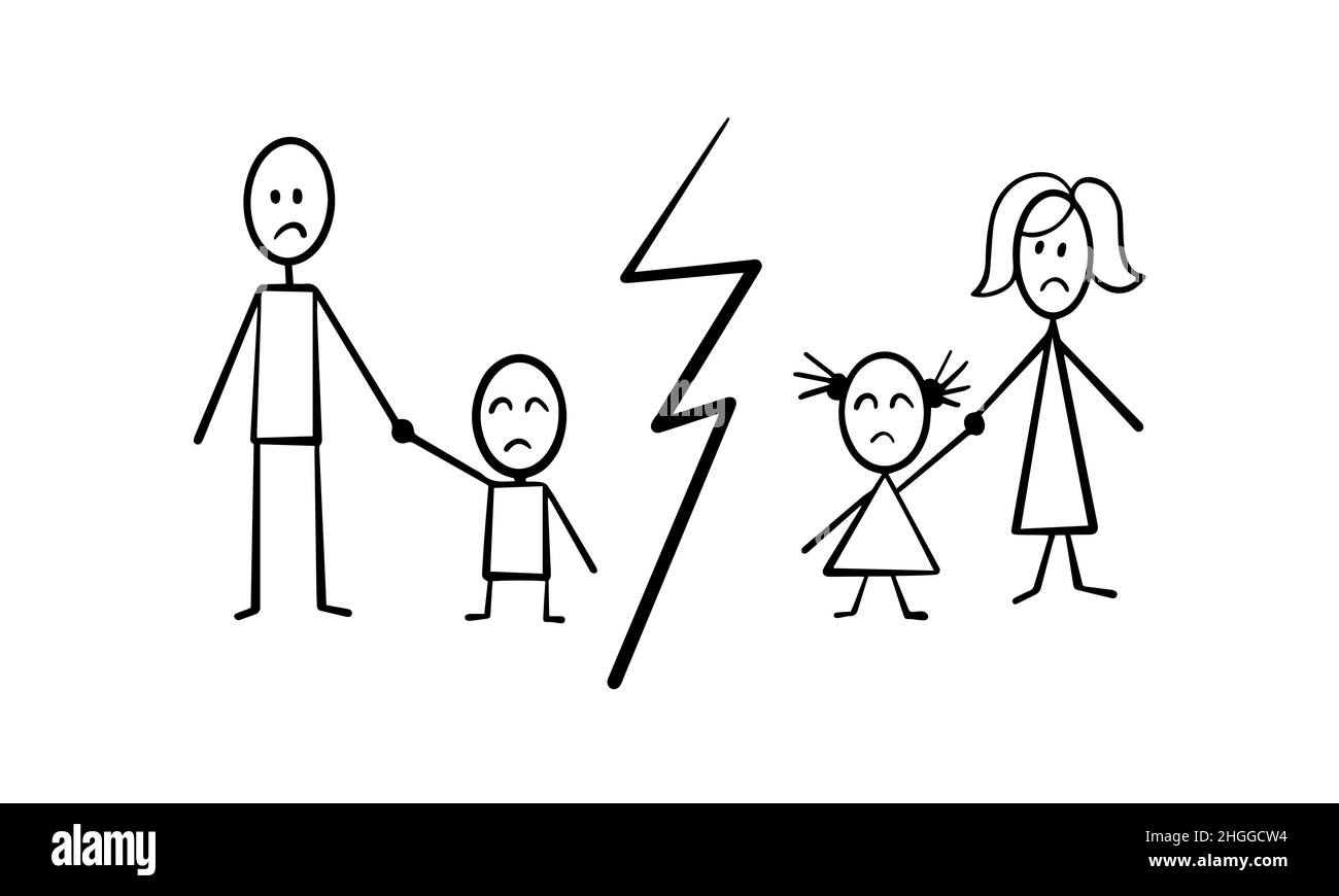 Divorce separation stick figure Stock Vector Images - Alamy