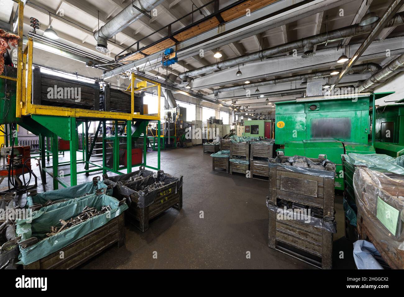 Photo of modern automatic automobile manufacturing workshop. The ...