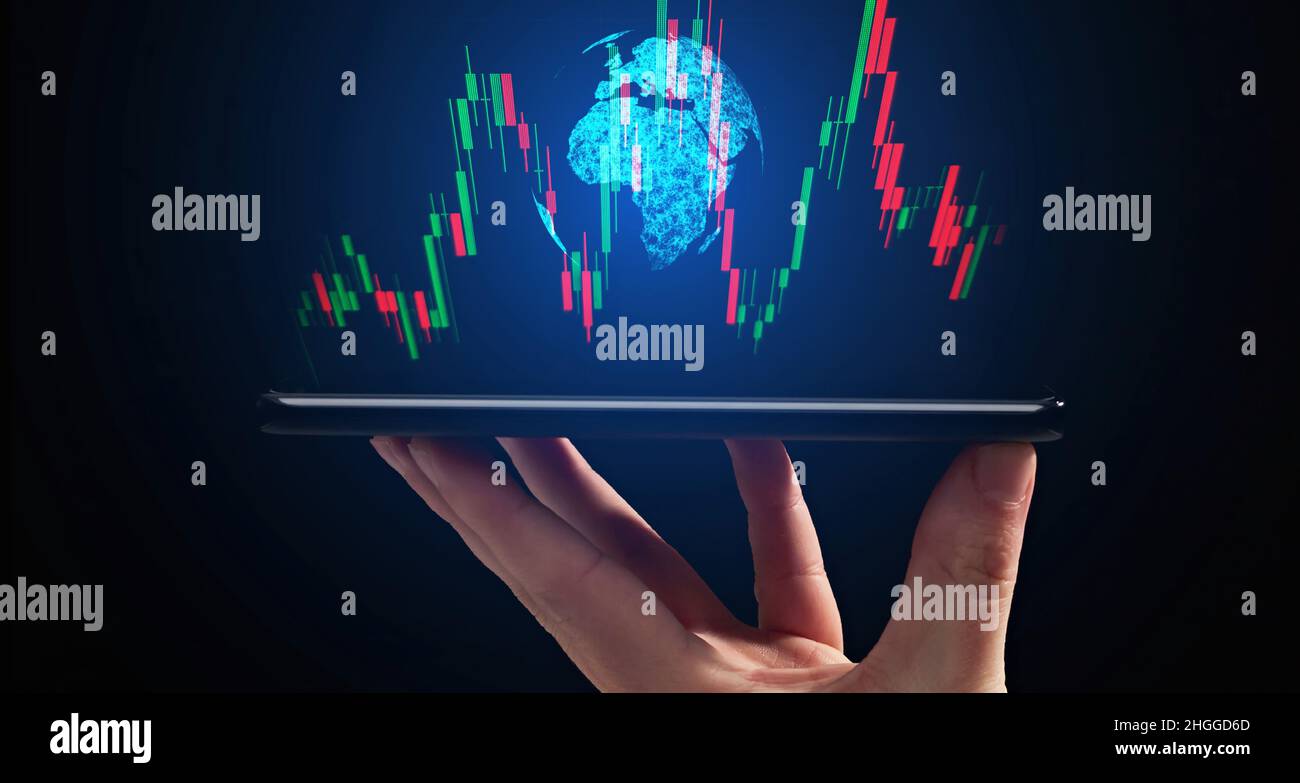 Market economy graph statistic showing growth of profit analyzing ...