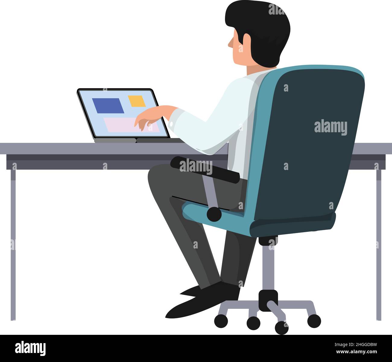 Man with computer icon cartoon vector. Online work. Business office ...