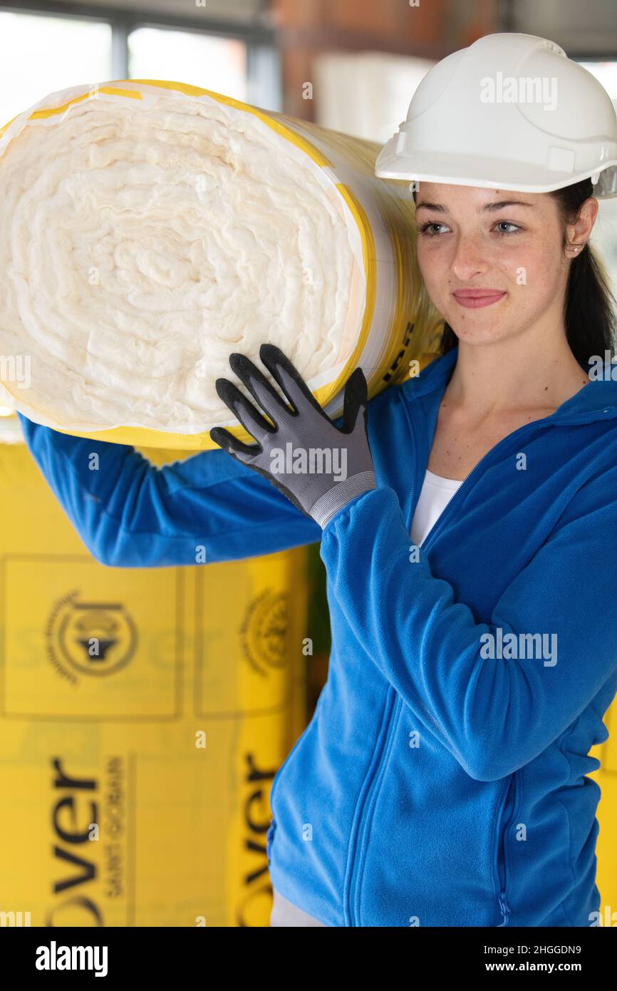 Woman roof insulation hi-res stock photography and images - Alamy