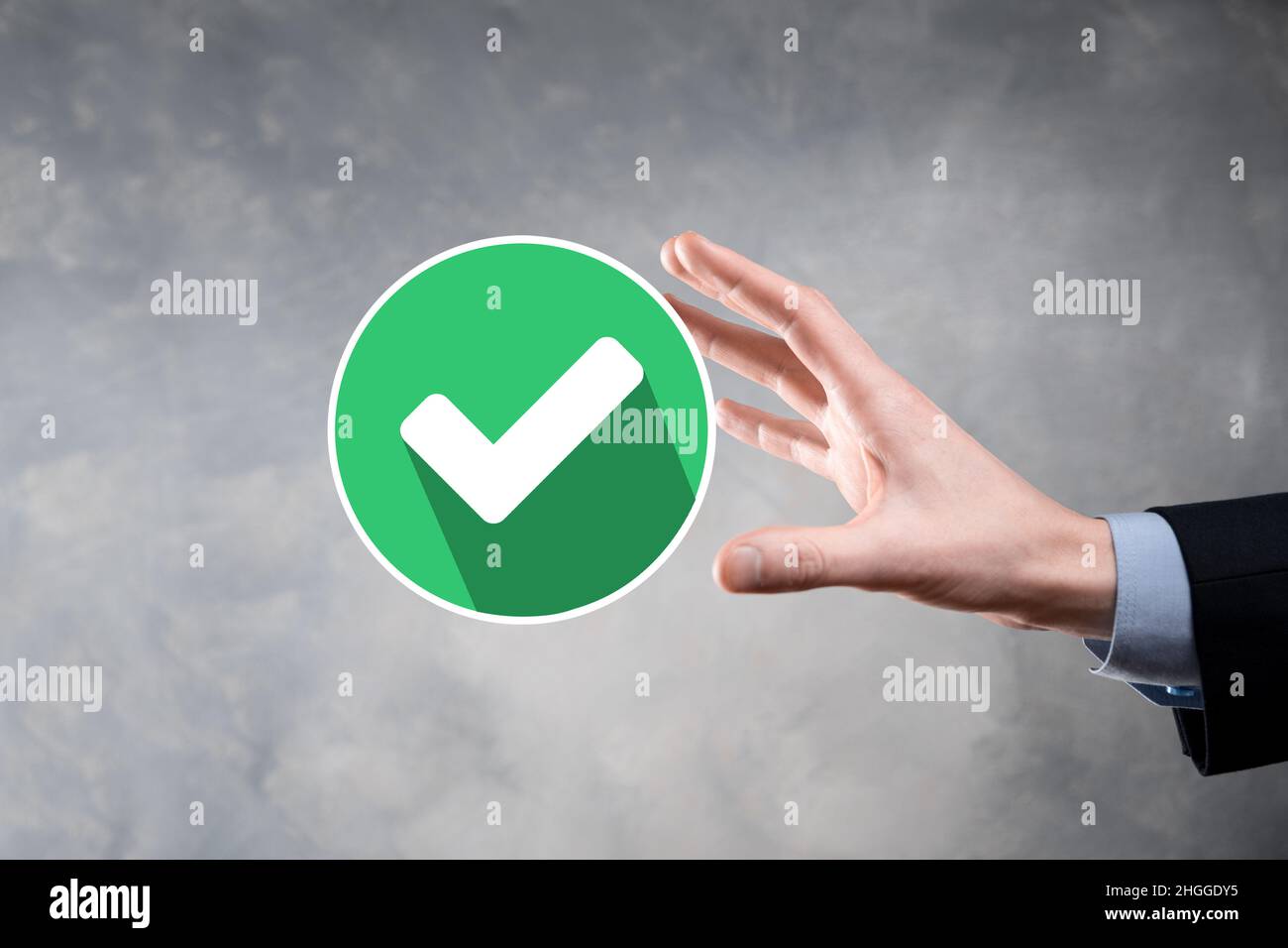 Hand holds green icon Check mark,Check Mark Sign, Tick Icon,right sign ...