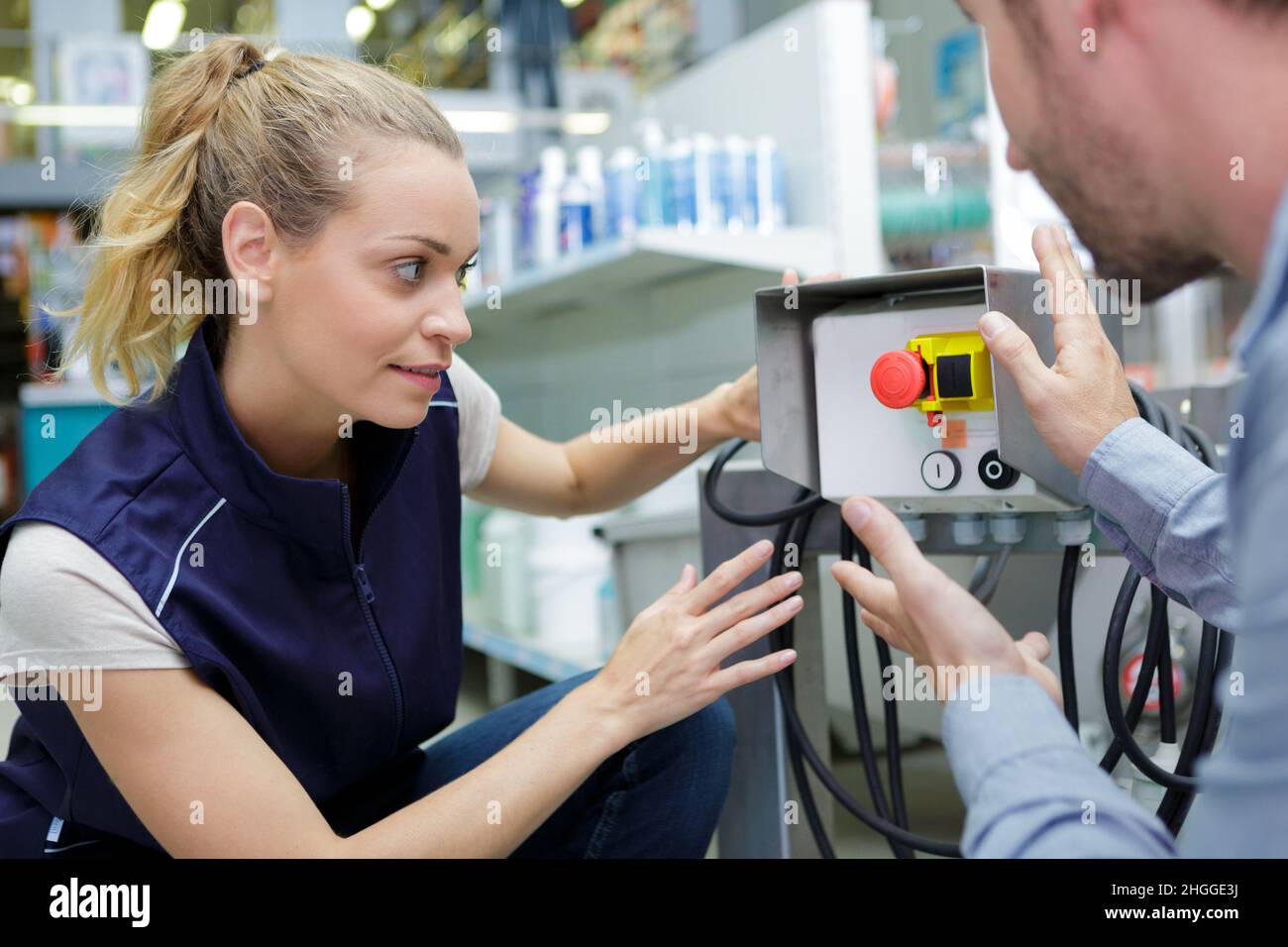 Woman operating crane hi-res stock photography and images - Alamy