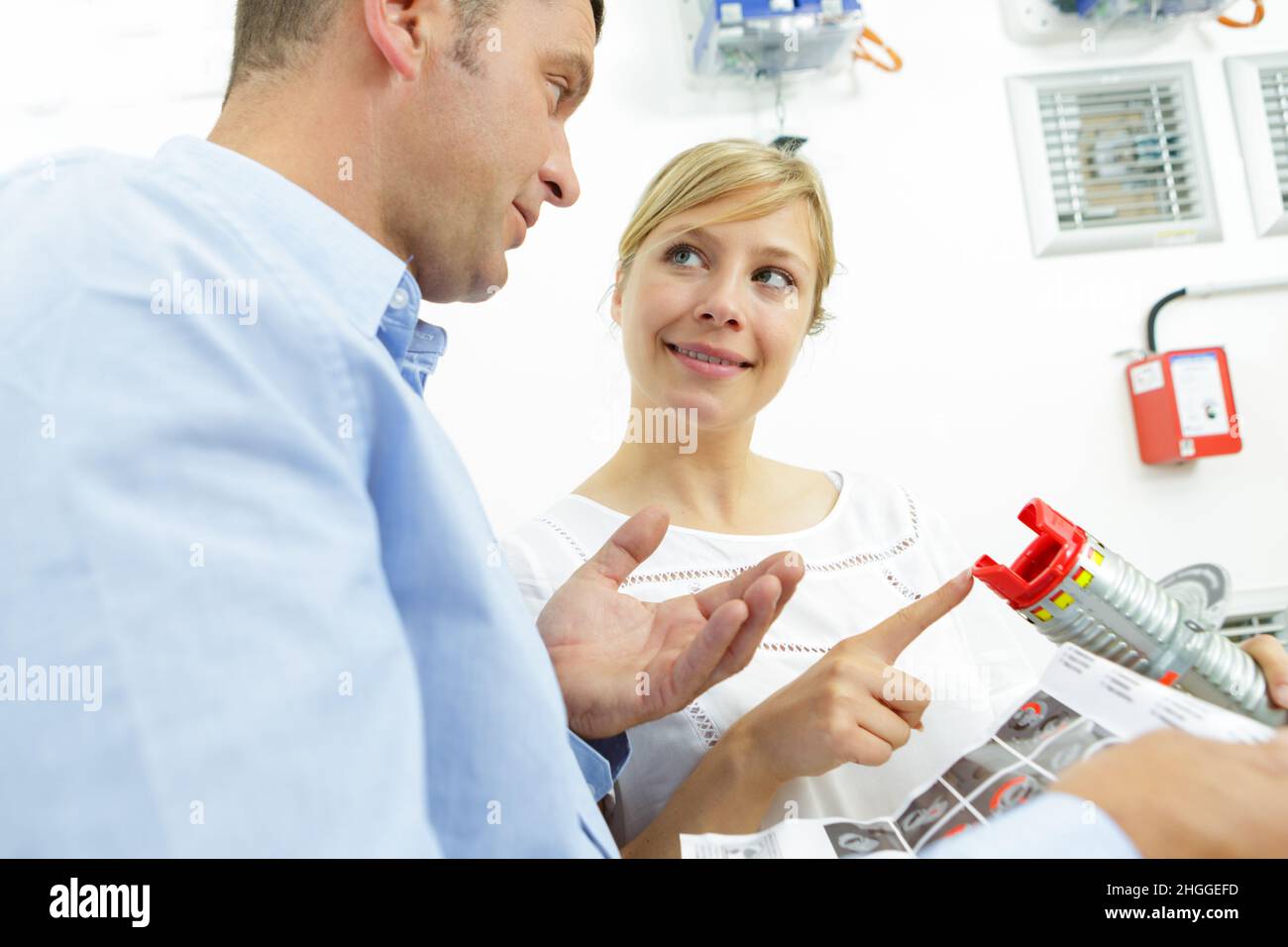woman and man during fire prevention concept Stock Photo - Alamy