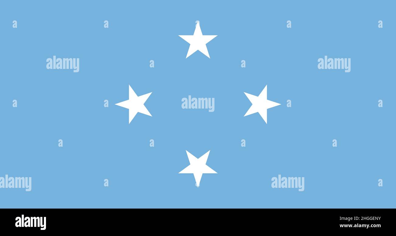 National Flag Federated States of Micronesia, FSM, light blue field ...