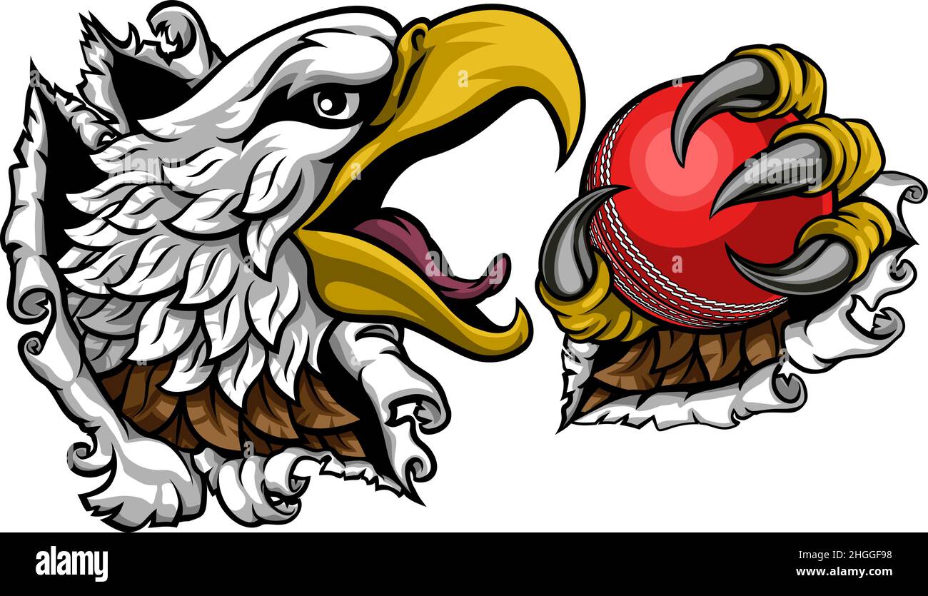 Bald Eagle Hawk Ripping Cricket Ball Mascot Stock Vector Image & Art ...
