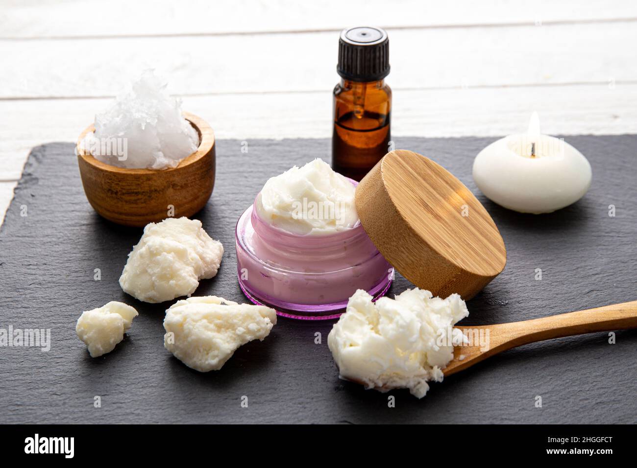 Making bodywhip also known as body butter, skin care moisturizer cream ...