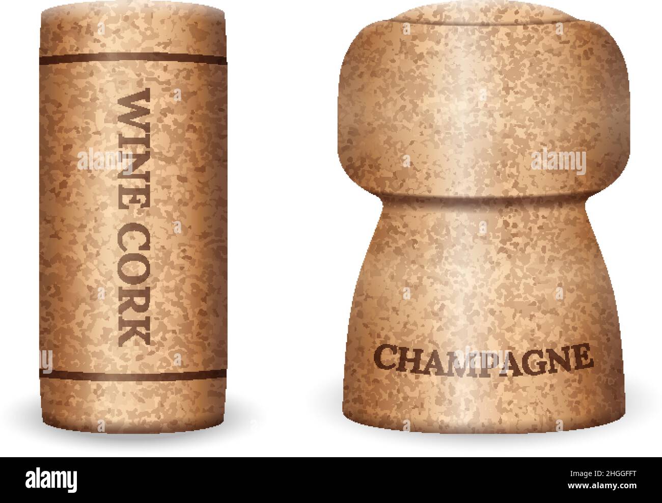 Champagne and wine cork on a white background. Vector illustration ...