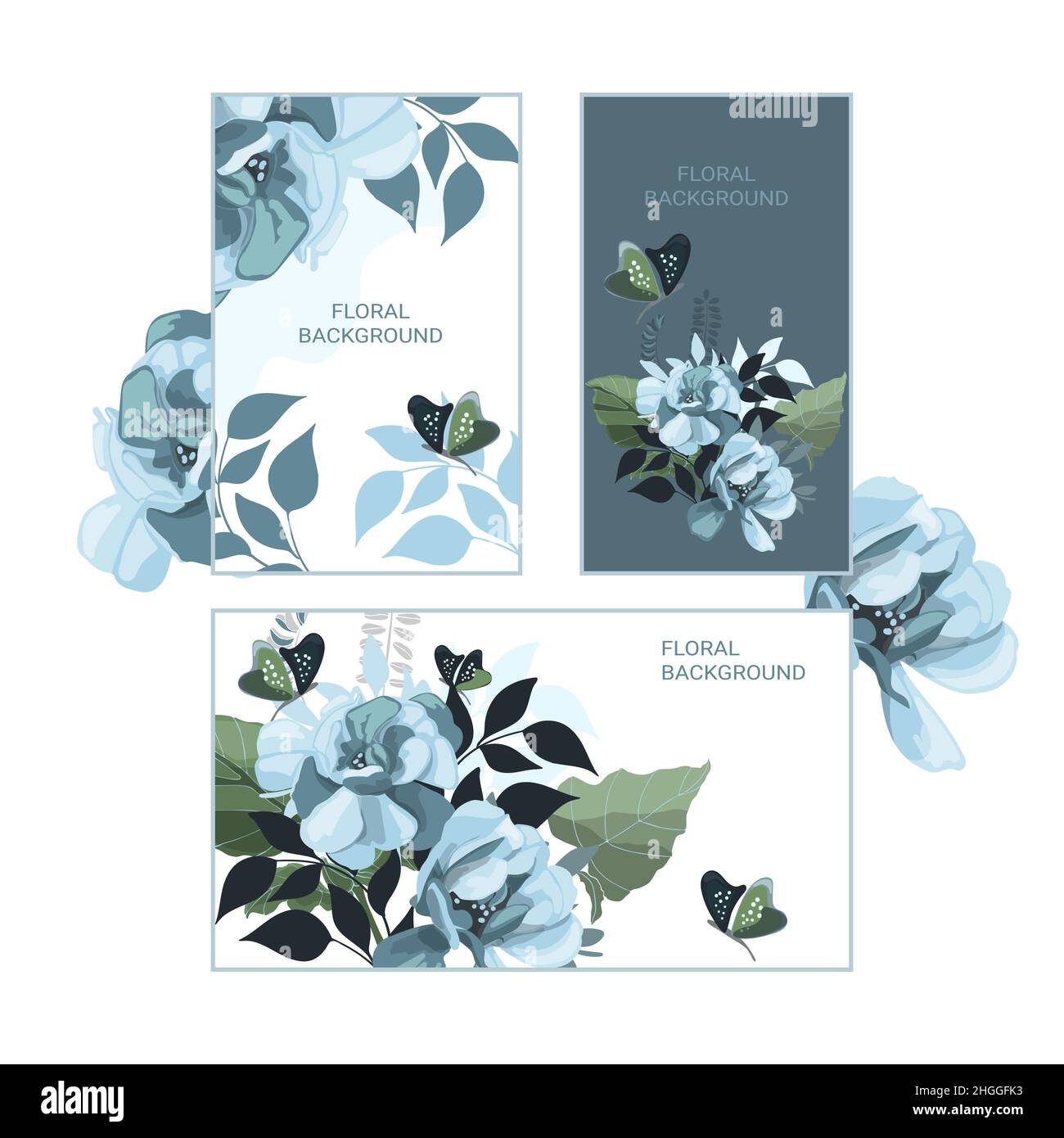 White butterflies on blue flowers Cut Out Stock Images & Pictures - Alamy