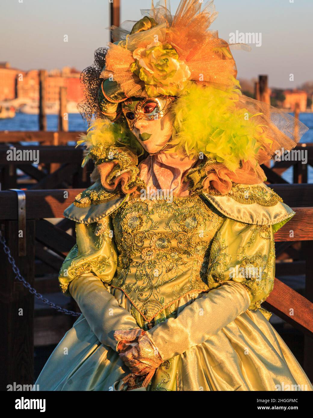 Woman in beautiful baroque historic costume fancy dress gown, posing by ...