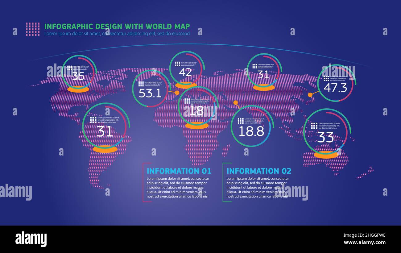 Modern infographic design with world map in perspective Stock Vector ...
