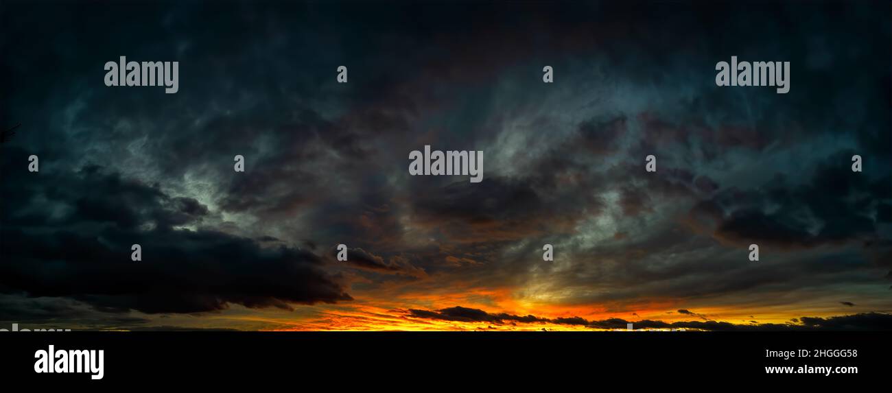 Dramatic sunset scene of the dark overcast sky. Fantastic view of ...