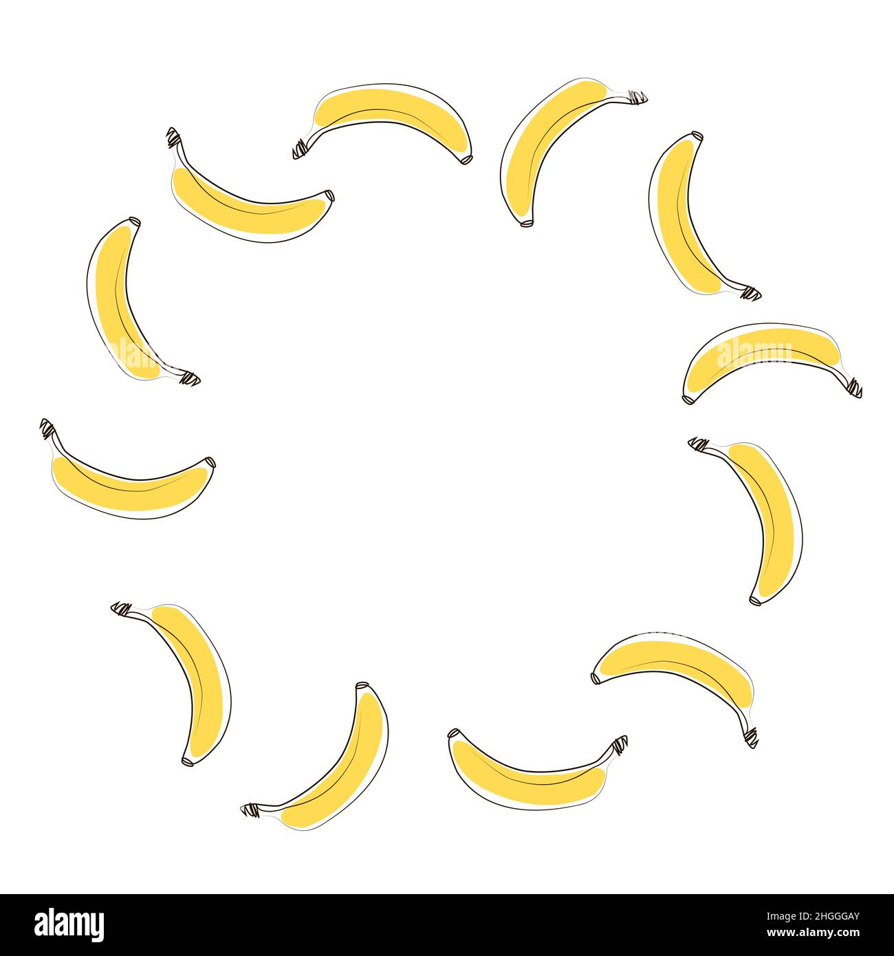 Delicious banana, collected in a composition in a circle on a white ...